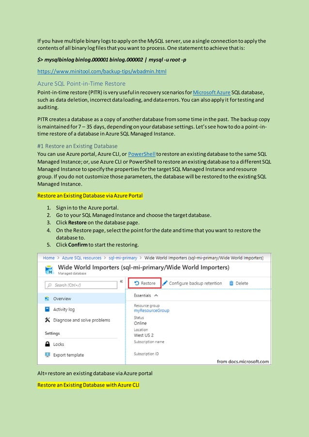 point in time recovery | PDF