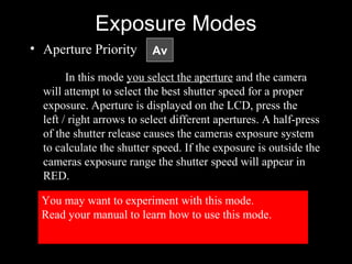 Point and shoot camera settings taking control | PPT