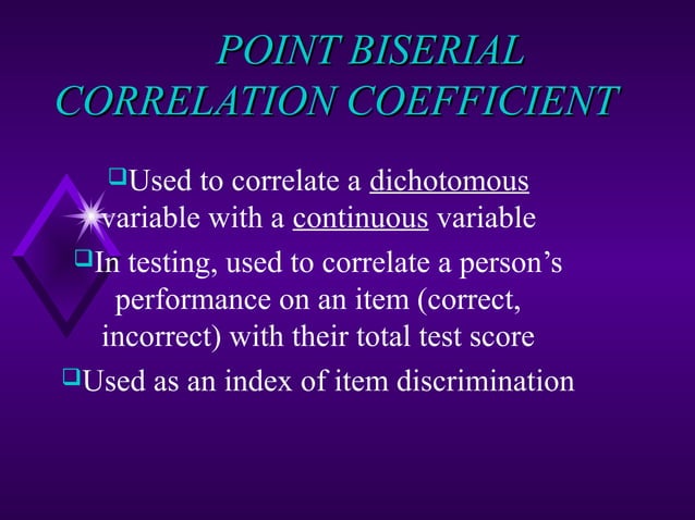Point Bicerial Correlation Coefficient | PPT | Educational Assessment ...