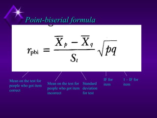 Point Bicerial Correlation Coefficient | PPT | Educational Assessment | Education