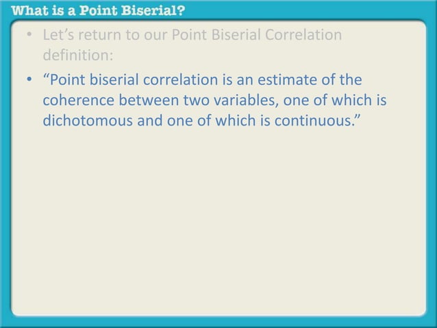 Point biserial correlation | PPTX | Children\'s Music | Music