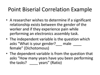 Point biserial correlation example | PPTX