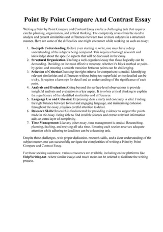 Point By Point Compare And Contrast Essay | PDF