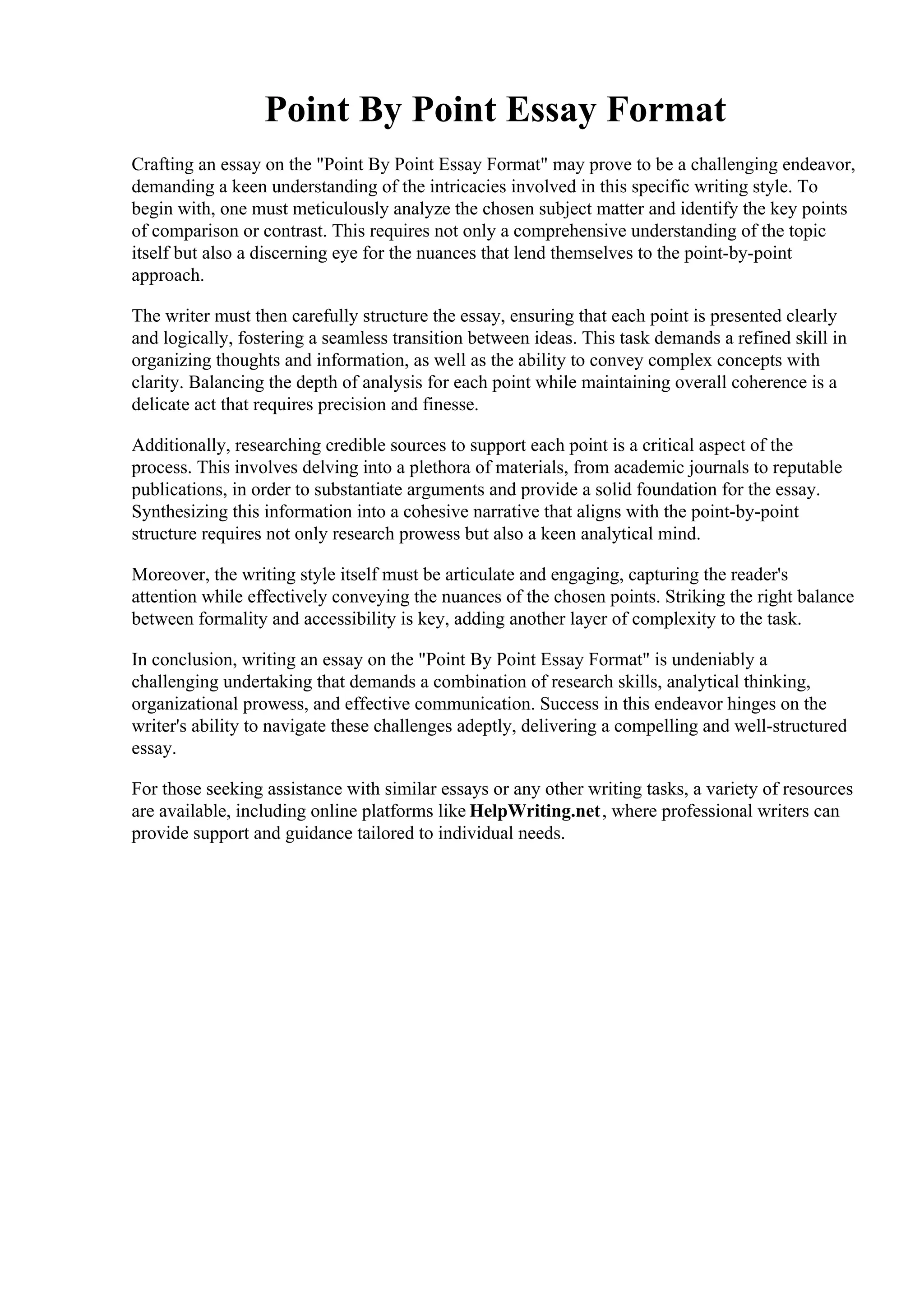 Point By Point Essay Format | PDF