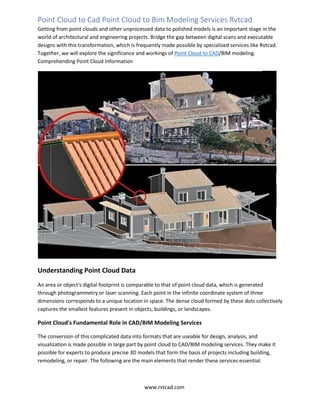 Point Cloud to Cad Point Cloud to Bim Modeling Services Rvtcad.pdf | 3 ...