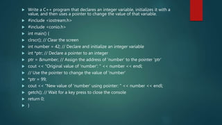 Pointers in c++ programming presentation | PPTX