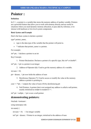 Pointer in C++_Somesh_Kumar_Dewangan_SSTC | PDF