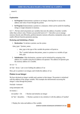 Pointer in C++_Somesh_Kumar_Dewangan_SSTC | PDF