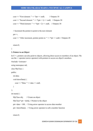 Pointer in C++_Somesh_Kumar_Dewangan_SSTC | PDF