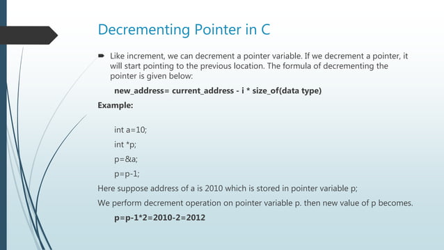 Pointer arithmetic in c | PPTX | Programming Languages | Computing