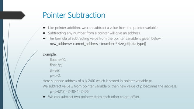 Pointer arithmetic in c | PPTX | Programming Languages | Computing