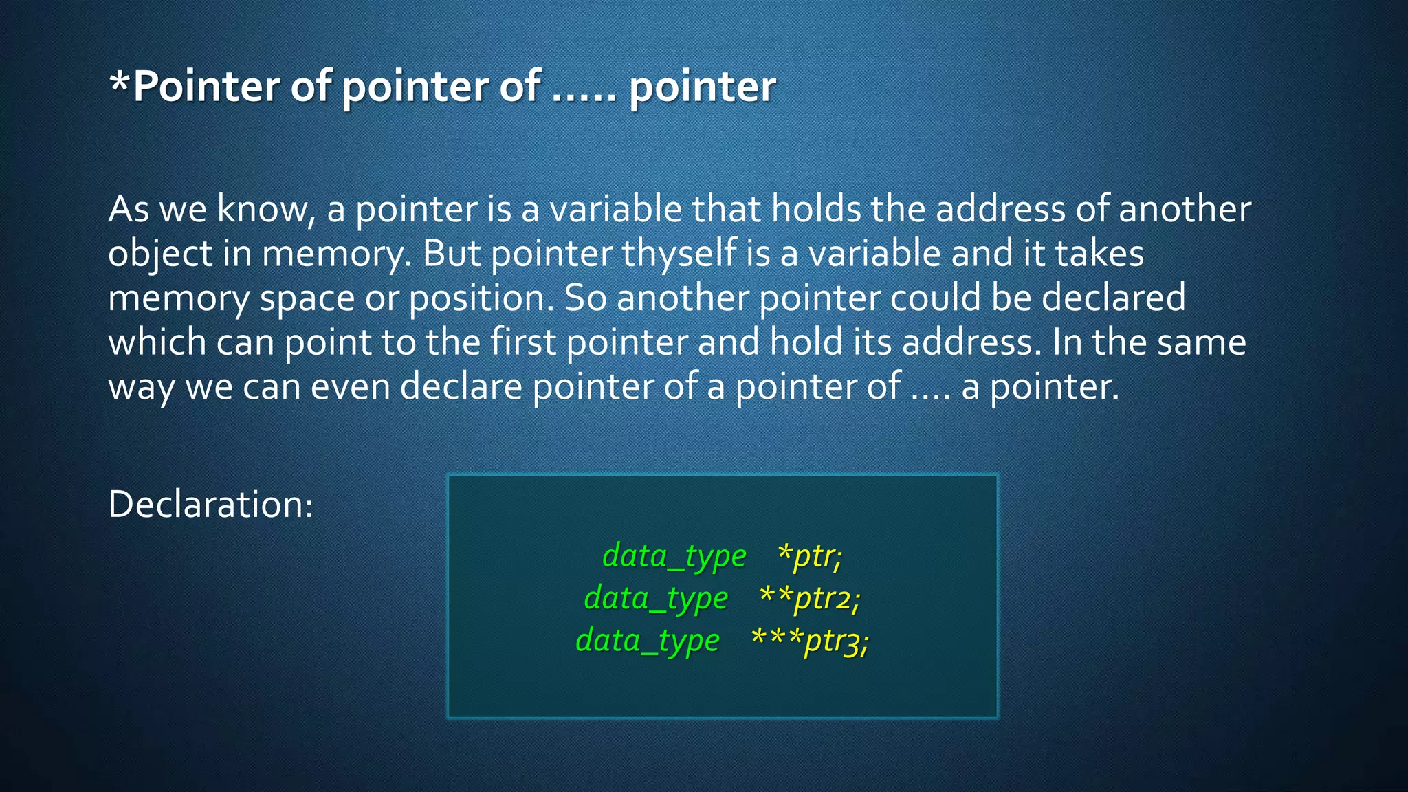 Presentation on pointer. | PPTX | Programming Languages | Computing