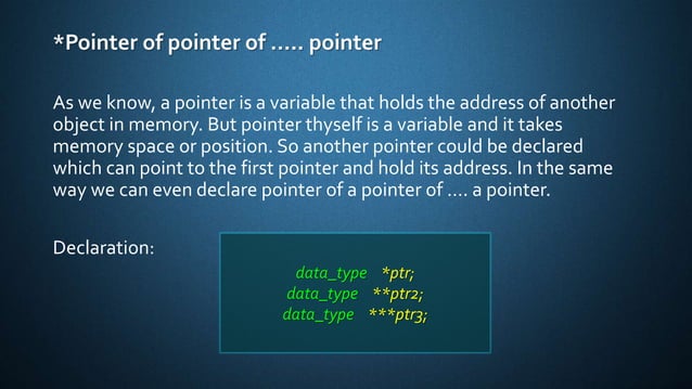 Presentation on pointer. | PPTX | Programming Languages | Computing
