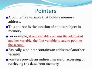 Pointers | PPTX | Programming Languages | Computing