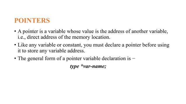 POINTERS.pptx | Programming Languages | Computing