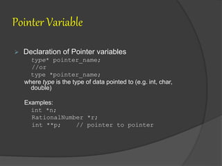 Pointers | PPT | Programming Languages | Computing