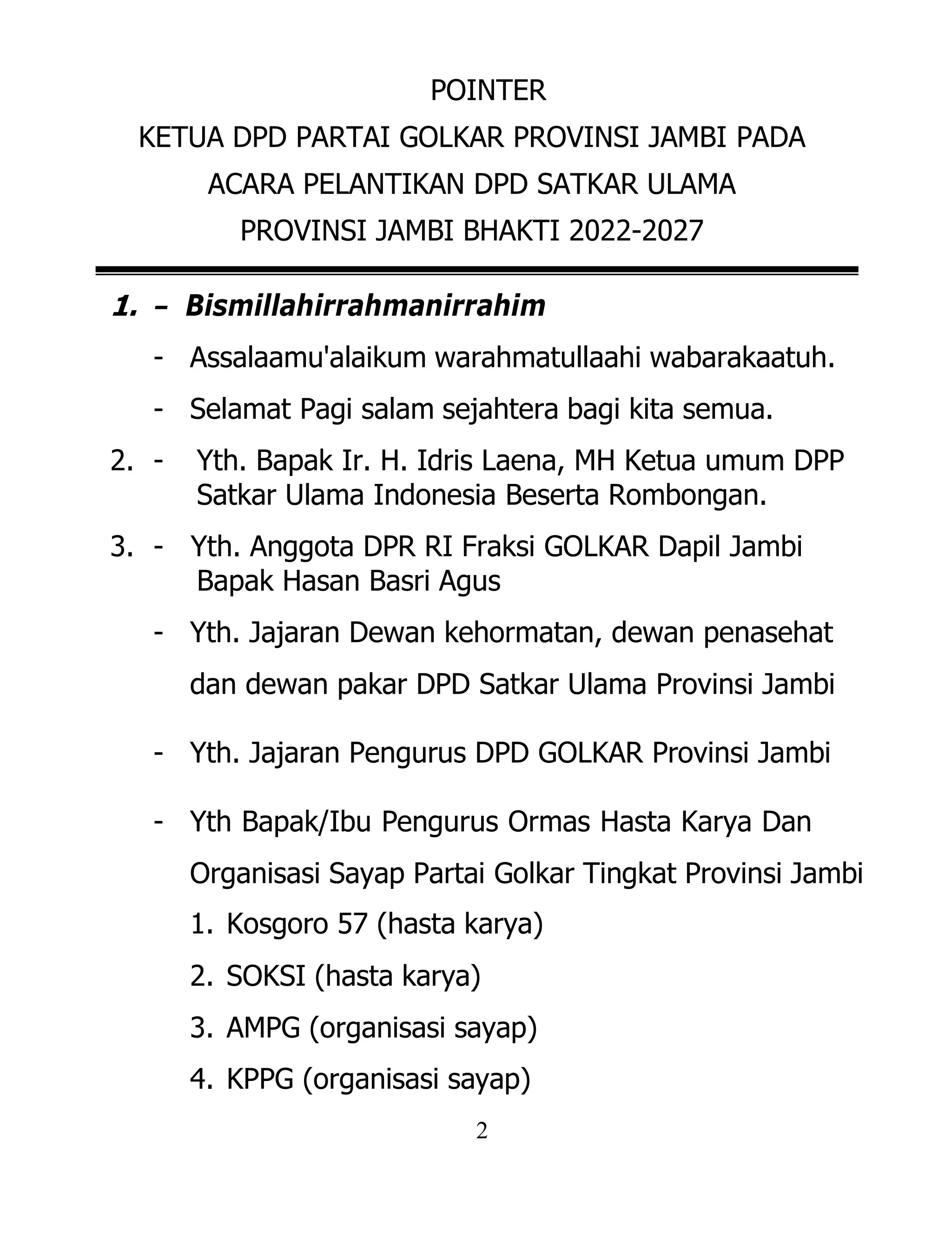 pointer sambutan ketua DPD Golkar Provinsi Jambi.docx