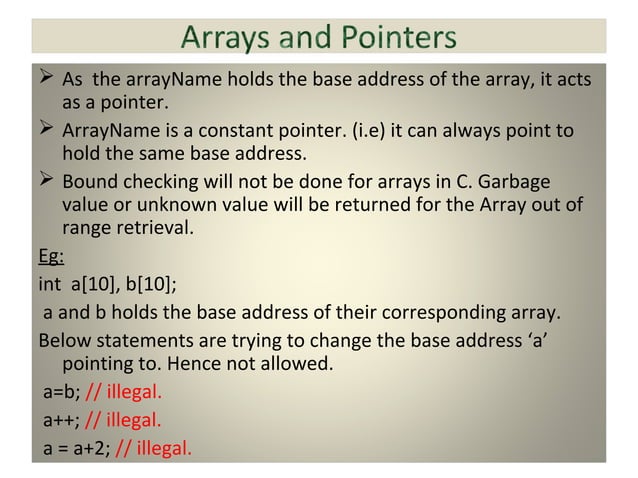 Pointers and arrays | PPT