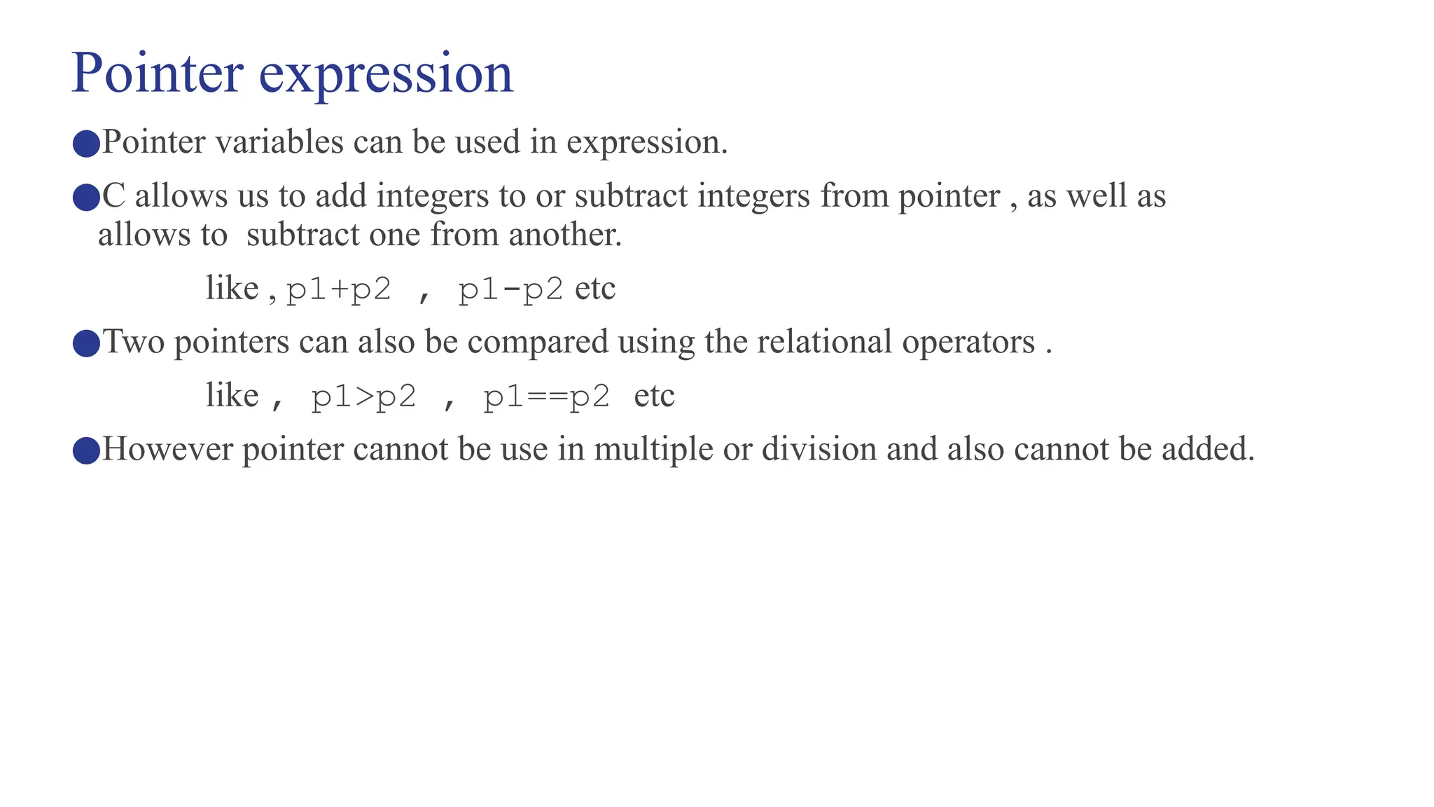 pointers_DMA_Doublepointer, pointer declaration, content | PPTX
