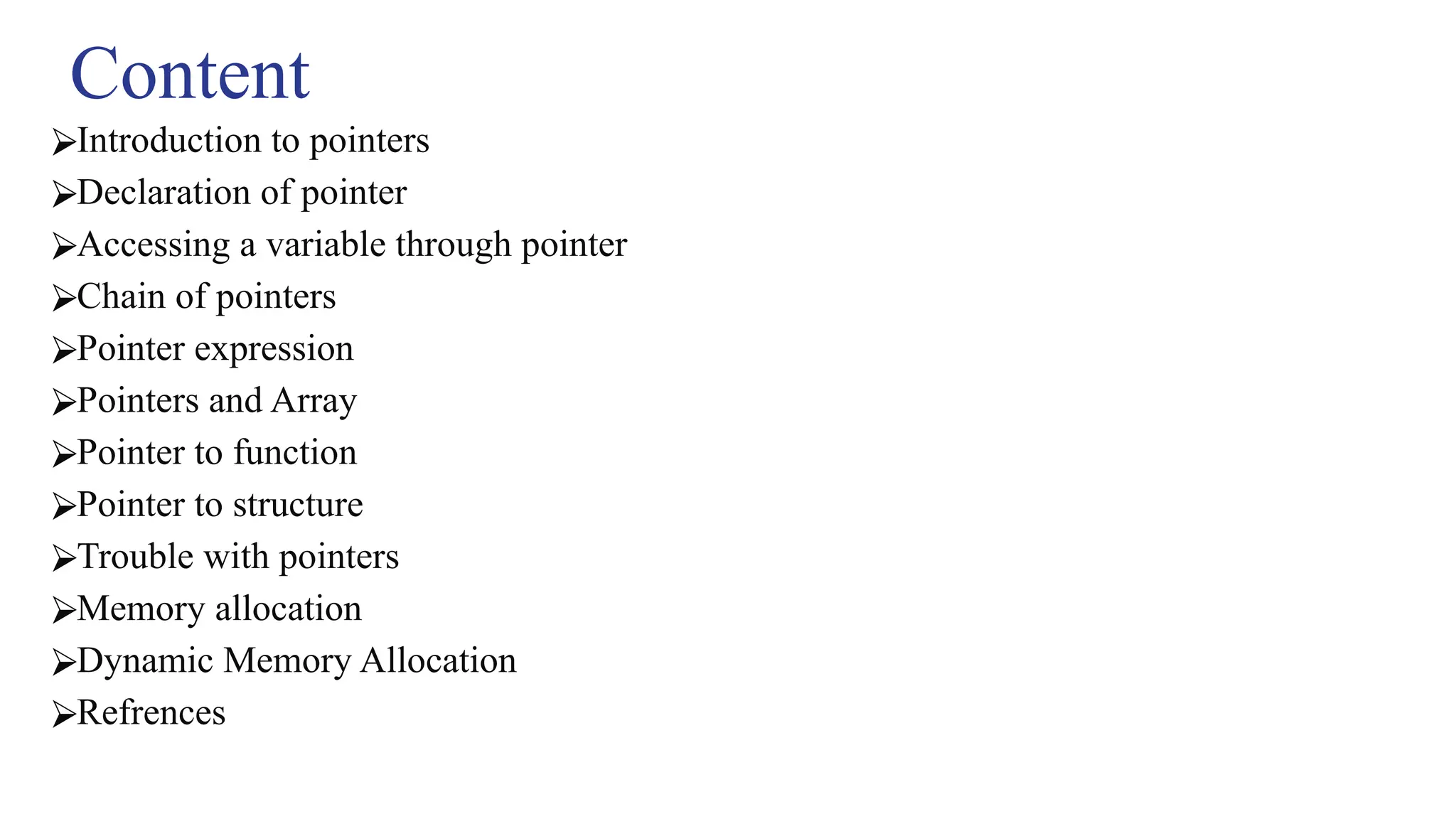 pointers_DMA_Doublepointer, pointer declaration, content | PPTX