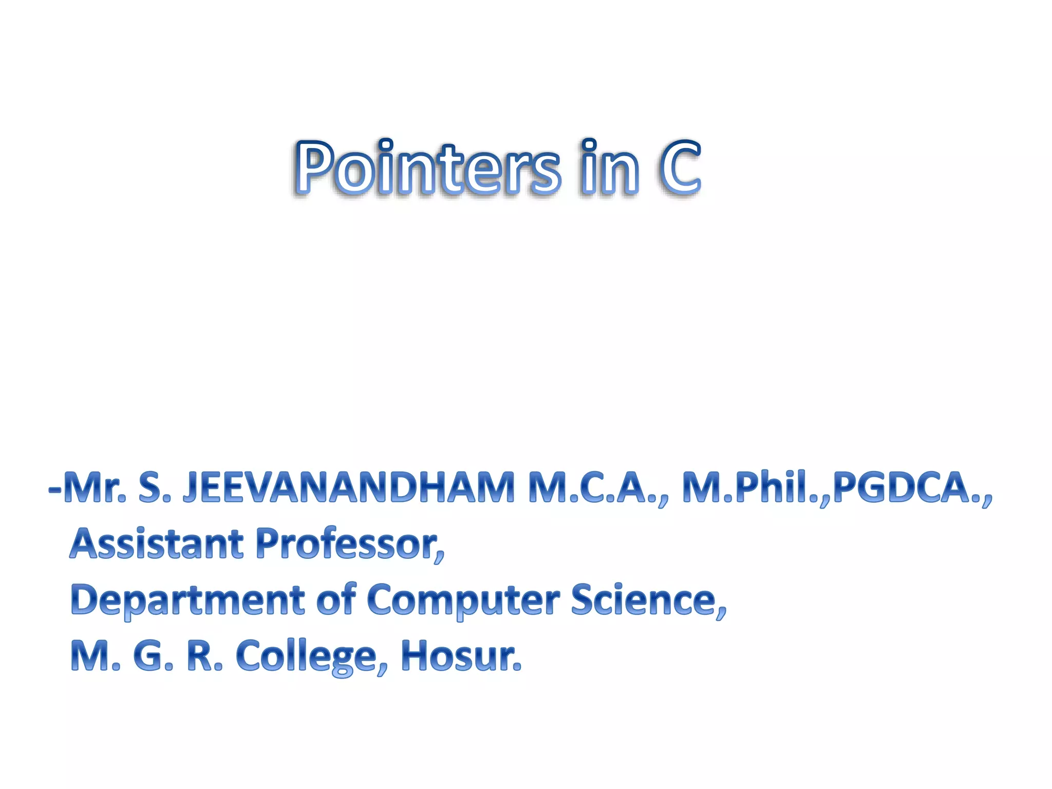 Pointers in c | PPTX
