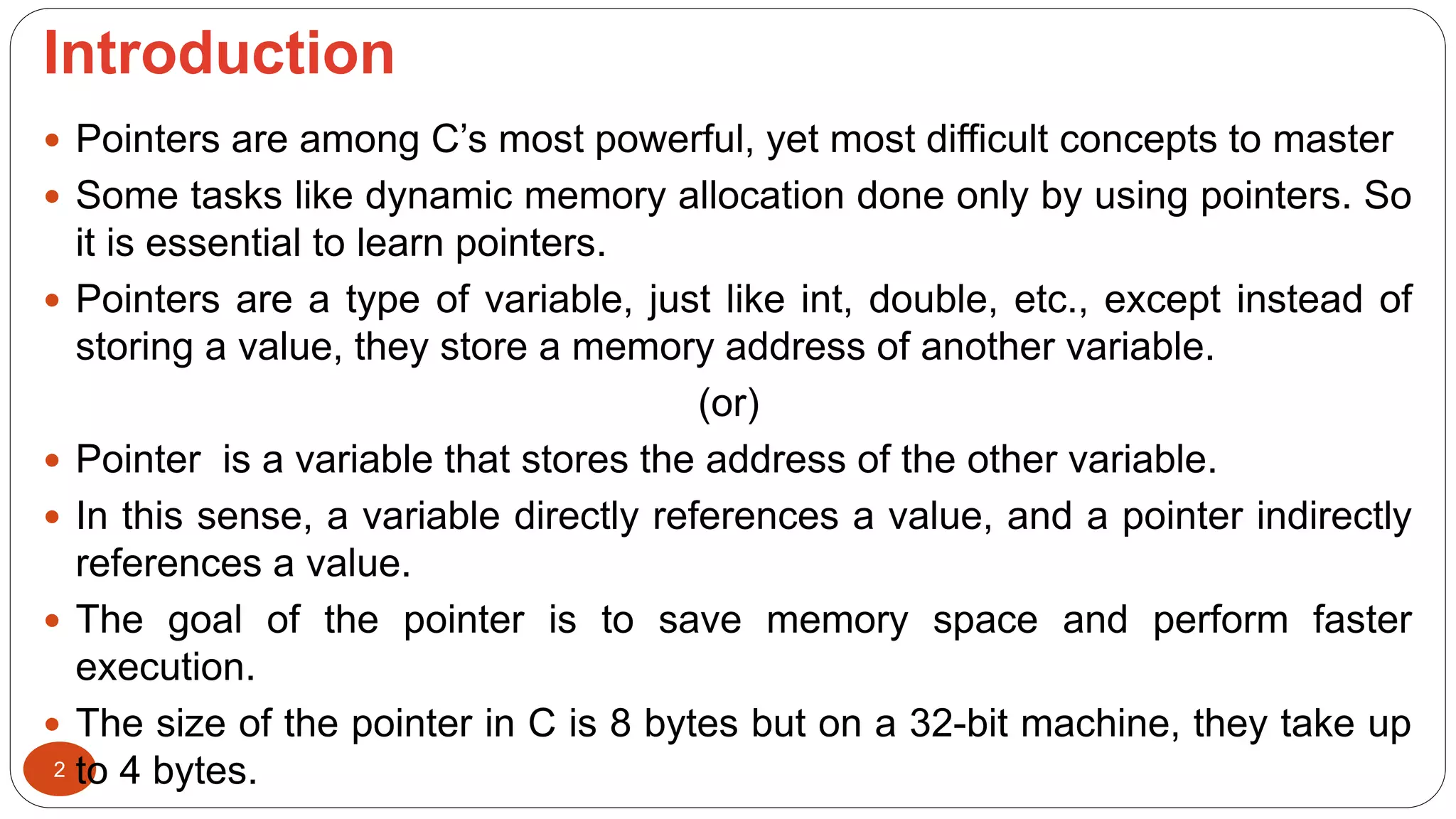 Pointers in C | PPTX | Programming Languages | Computing