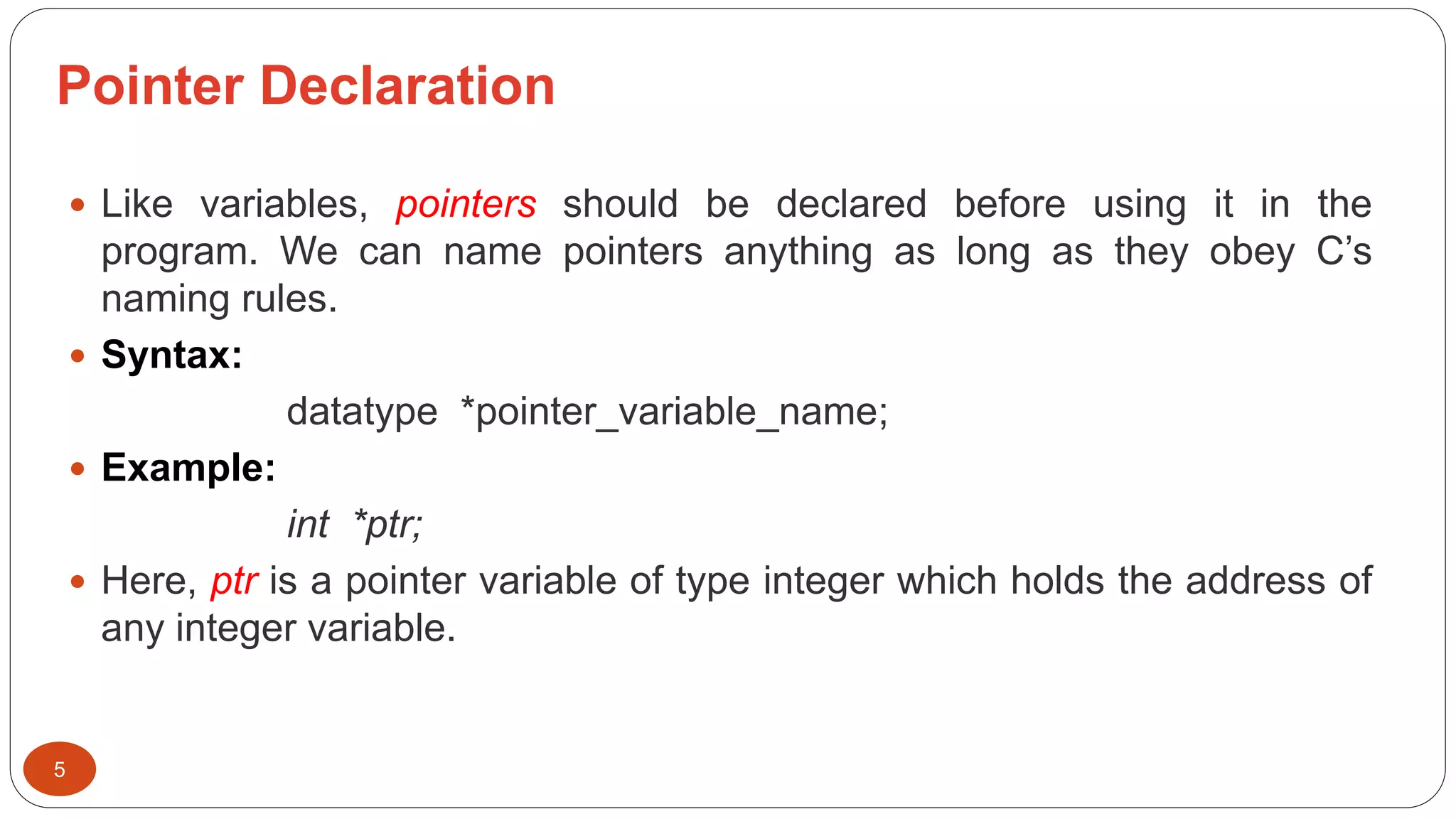 Pointers in C | PPTX | Programming Languages | Computing