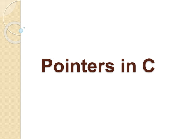 Pointers in c language | PPTX