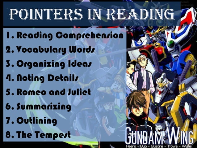 Pointers in Reading and Language | PPTX | Books and Literature