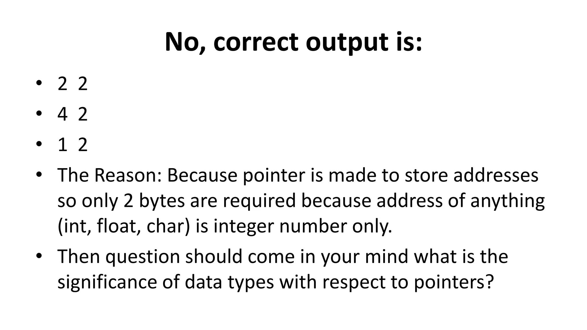 Pointers lesson 3 (data types and pointer arithmetics) | PPT