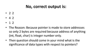 Pointers lesson 3 (data types and pointer arithmetics) | PPT