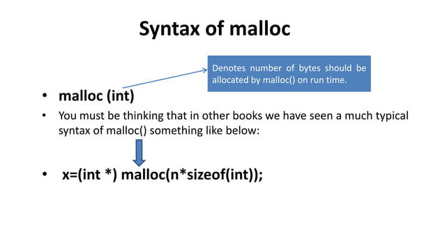 Pointers lesson 4 (malloc and its use) | PPT