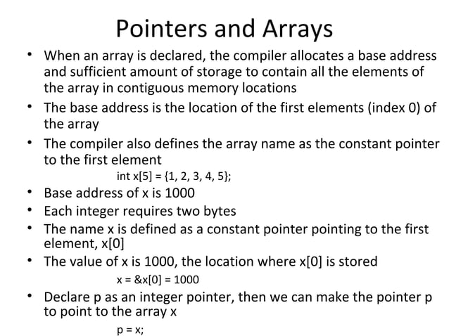 Pointers C programming | PPT | Programming Languages | Computing