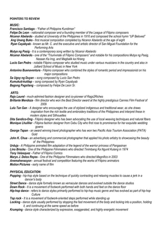 GRADE 10- MAPEH (3RD QUARTER) LESSON -ADVANCE STUDY REVIEWER | DOCX