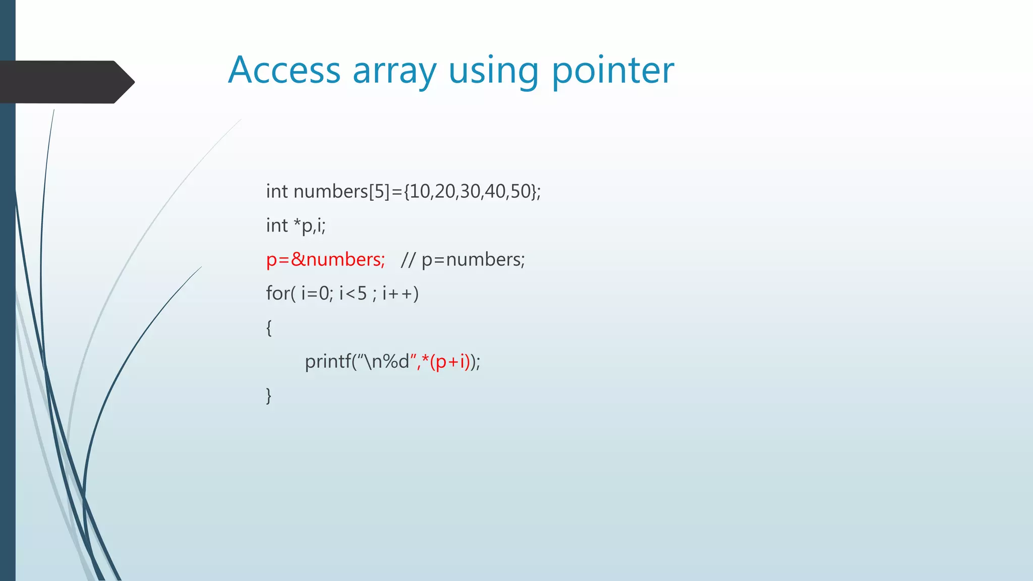 Pointer To Array And Structure Pptx Programming Languages Computing