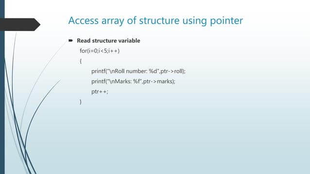 Pointer to array and structure | PPT Pointer to array and structure | PPT