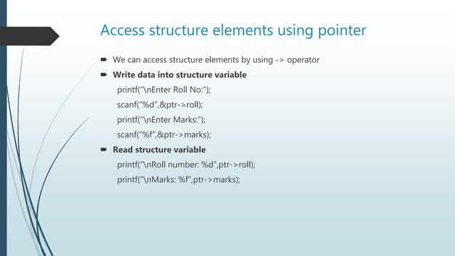 Pointer to array and structure | PPTX | Programming Languages | Computing