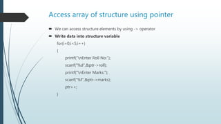 Pointer to array and structure | PPTX | Programming Languages | Computing