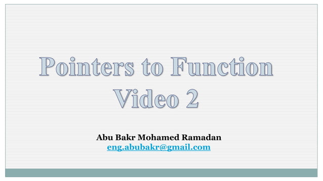 Pointer to function 2 | PPT