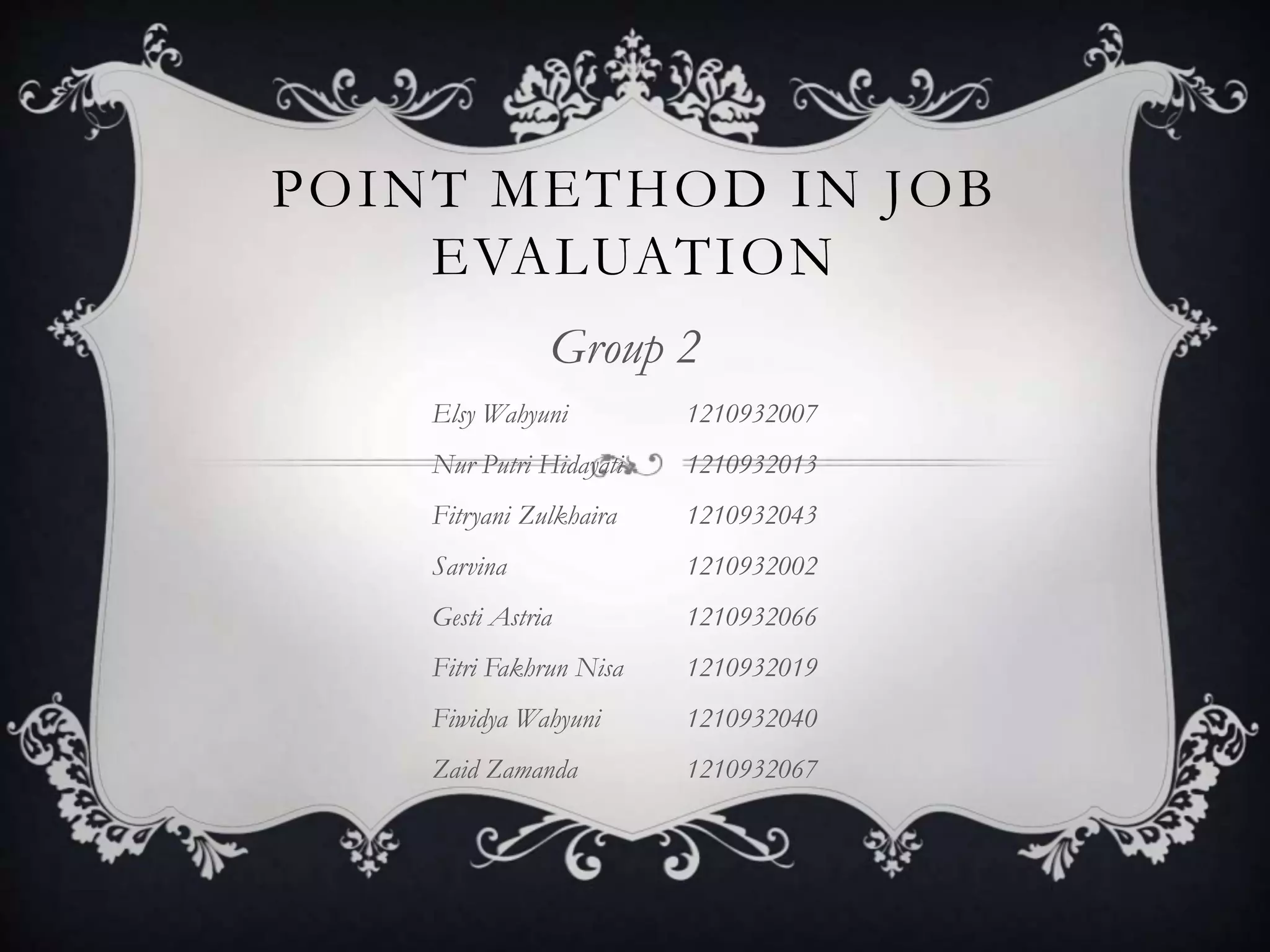 Point method in job evaluation ppt | PPTX