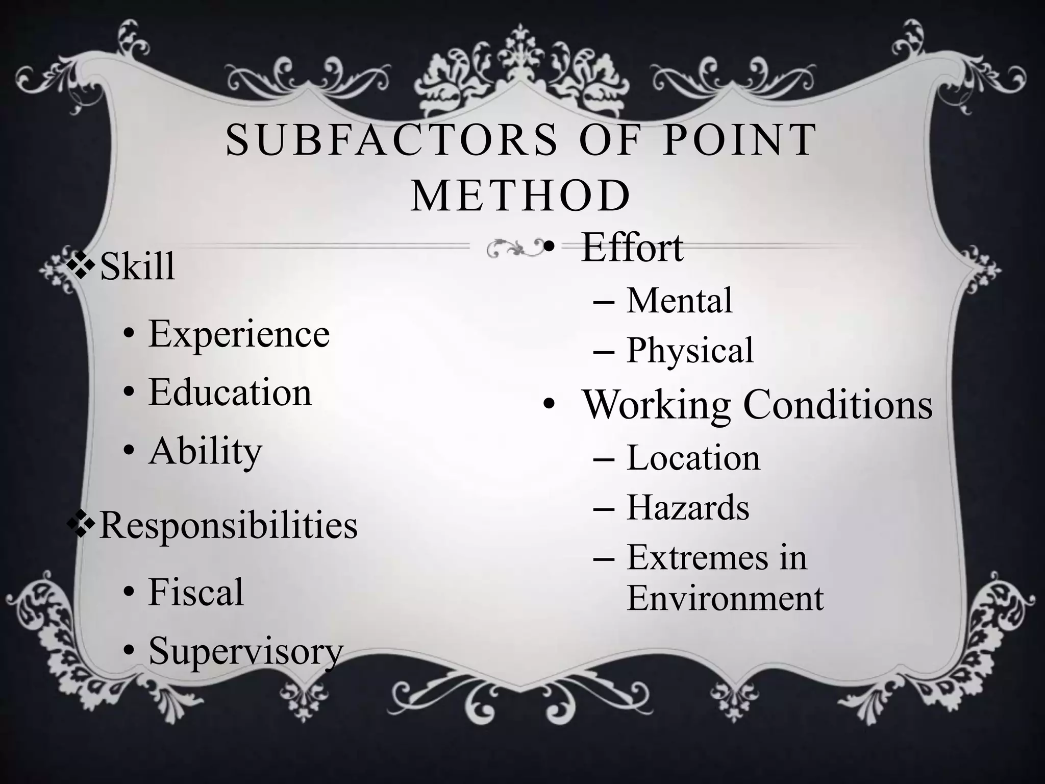 Point method in job evaluation ppt | PPTX