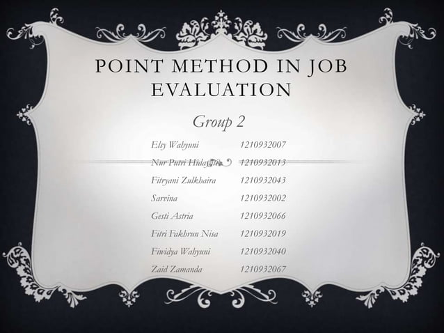 Point method in job evaluation ppt | PPTX | Resume Writing and Advice ...