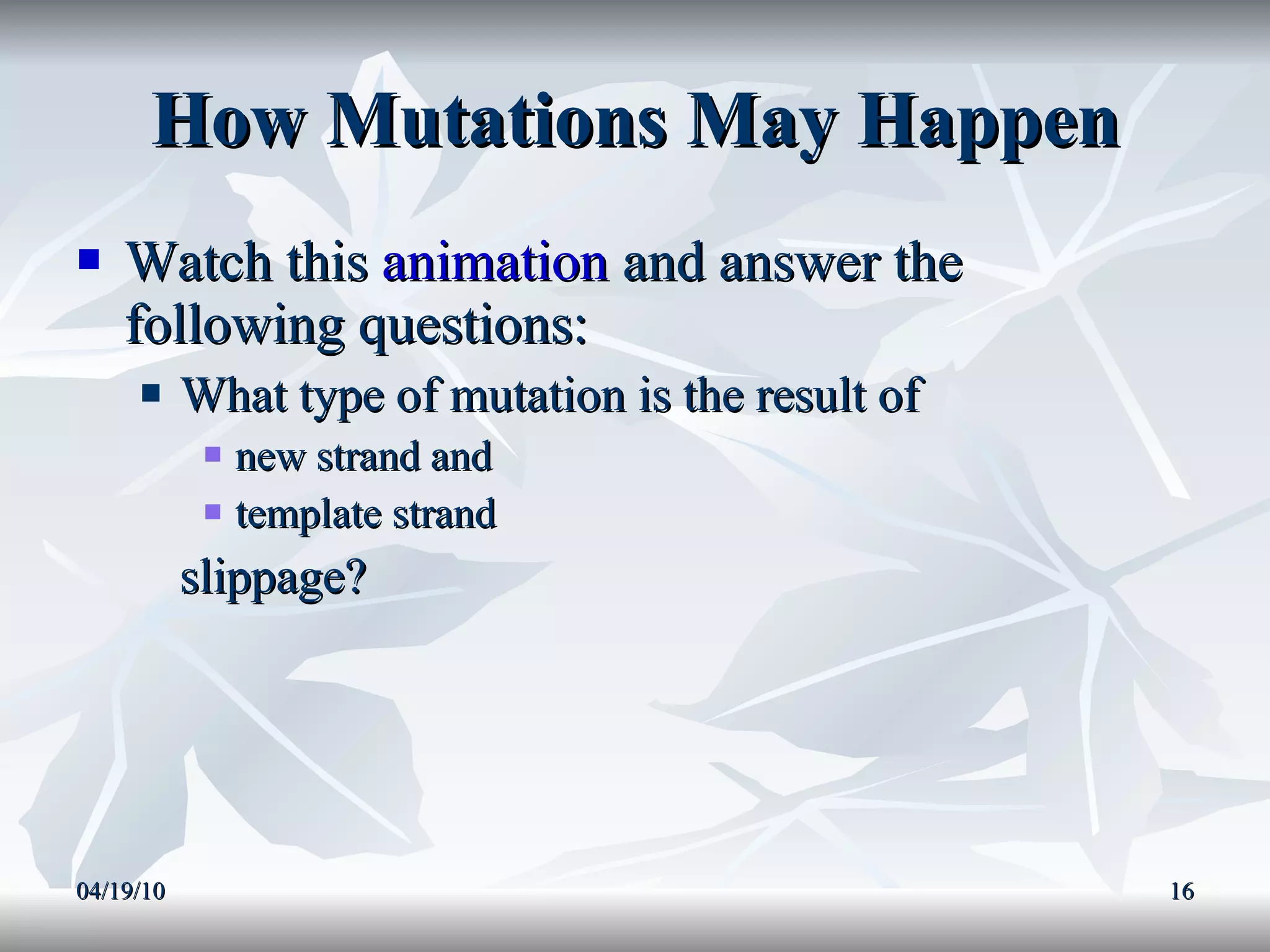 Point mutations ppt | PPT