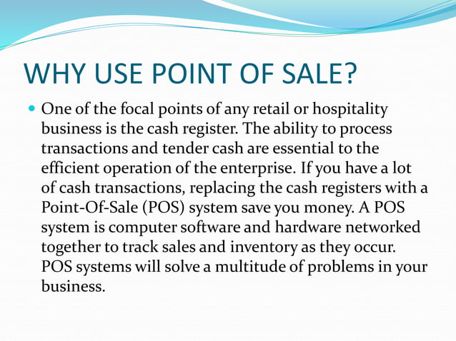 Point of Sale (POS) | PPTX | Operating Systems | Computer Software and ...