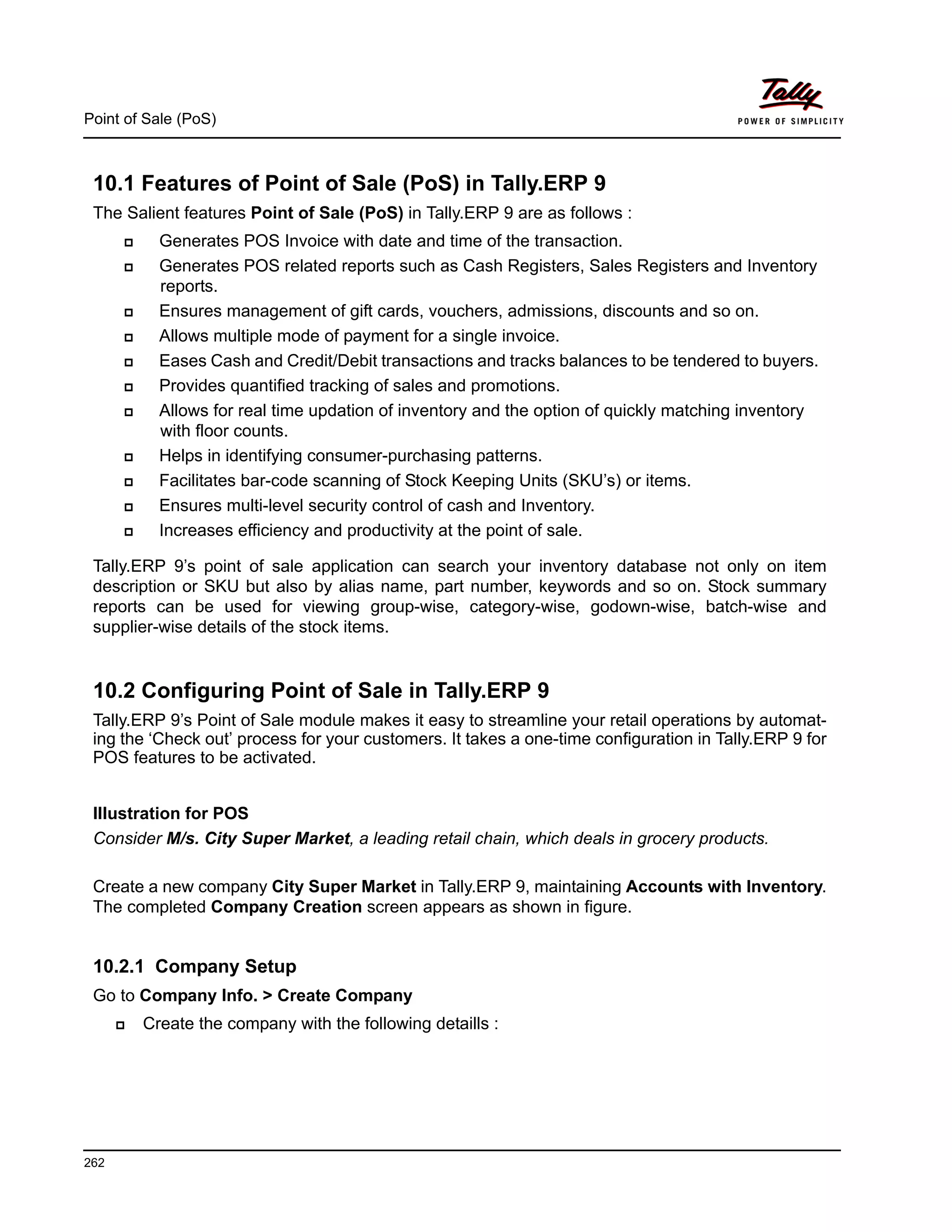 Point of sale (po s) in tally erp 9 | PDF