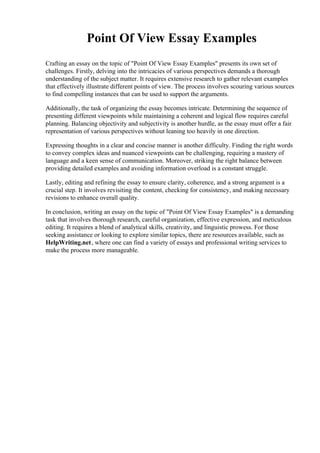 Point Of View Essay Examples.pdf