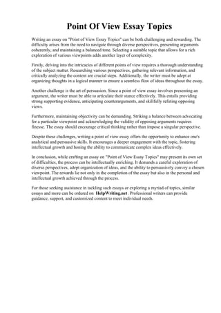 Point Of View Essay Topics.pdf