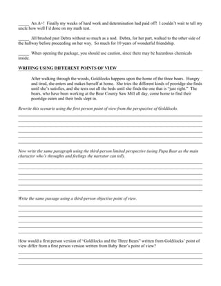 Point of view review worksheet | DOC