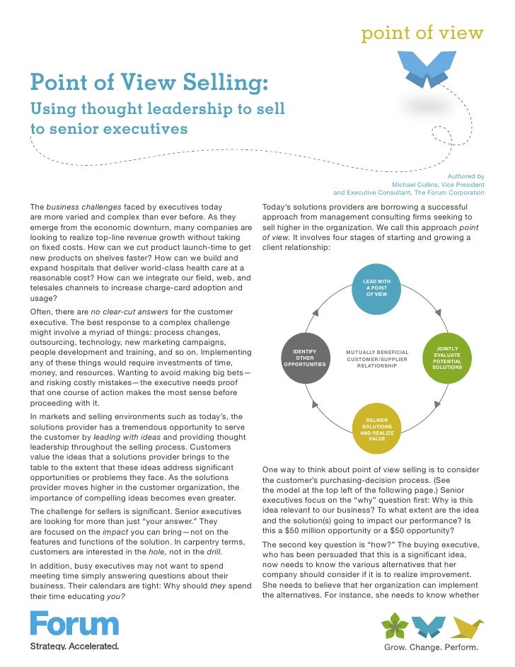 Point of view selling
