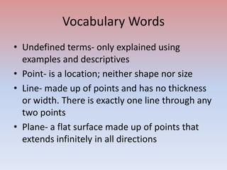 Points, lines, and planes | PPTX | Air Travel | Travel Type